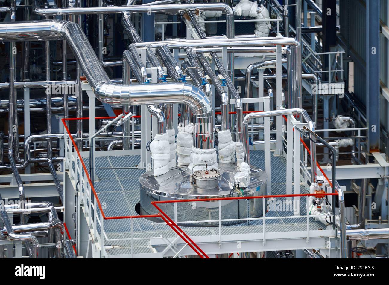 Pipelines and equipment complex at a chemical plant showcasing advanced ...