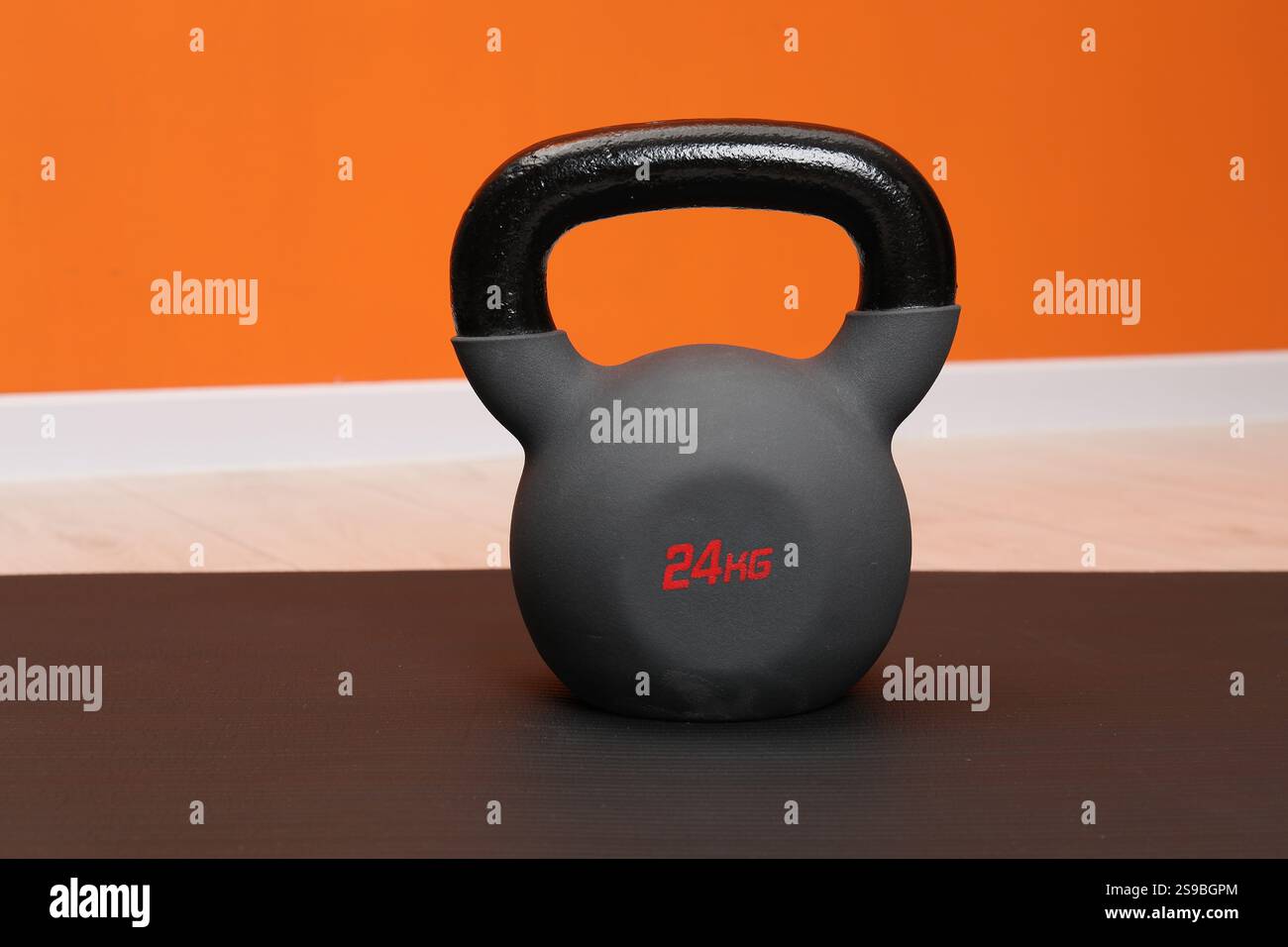 One kettlebell on mat indoors, closeup. Sport equipment Stock Photo - Alamy