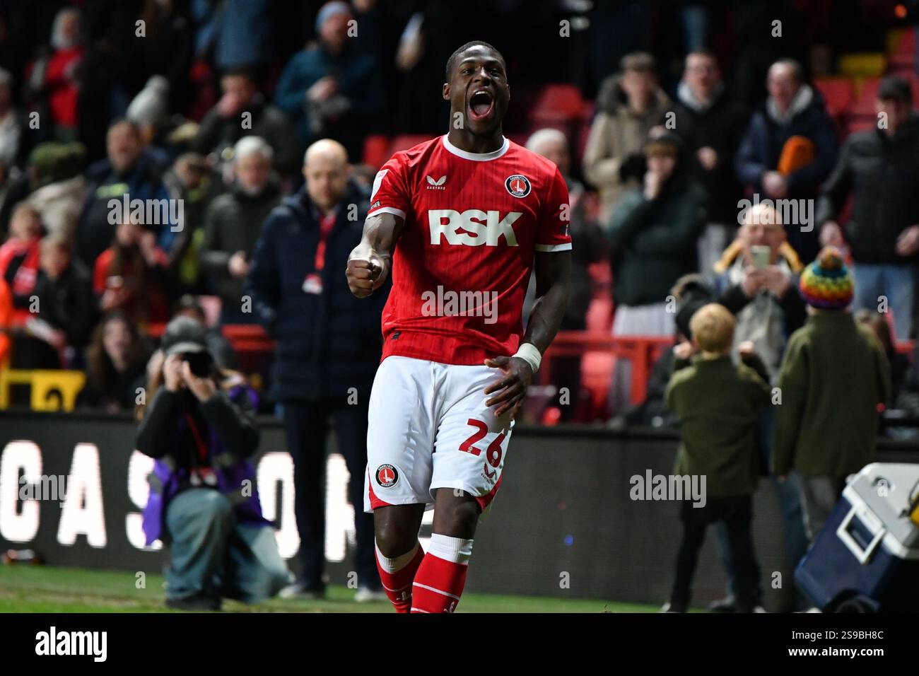 London, England. 25th Jan 2025. Thierry Small celebrates after scoring ...