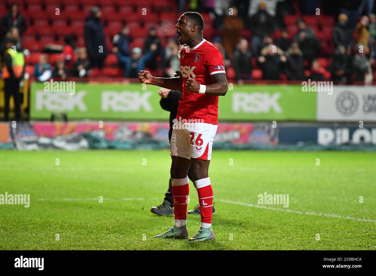 London, England. 25th Jan 2025. Thierry Small celebrates after scoring ...