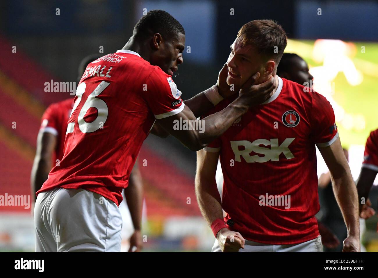 London, England. 25th Jan 2025. Thierry Small celebrates with Josh ...