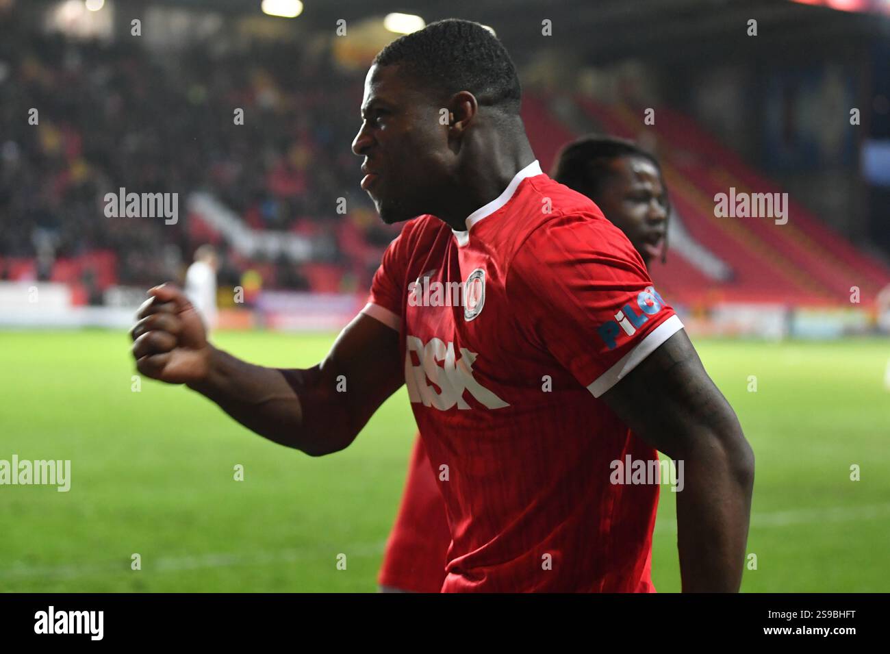London, England. 25th Jan 2025. Thierry Small celebrates after scoring ...