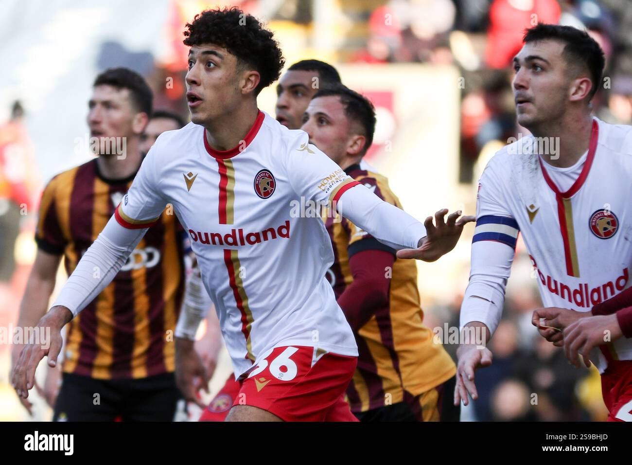 Valley Parade, Bradford, England, January 25th 2025: Ethan Wheatley (36 ...