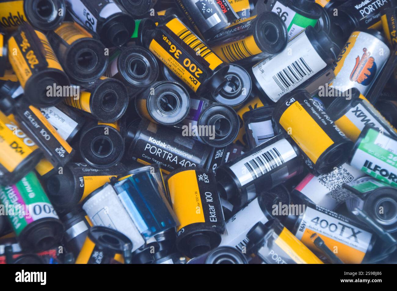 A large pile of rolls of camera film. Credit: Vuk Valcic/Alamy Stock ...