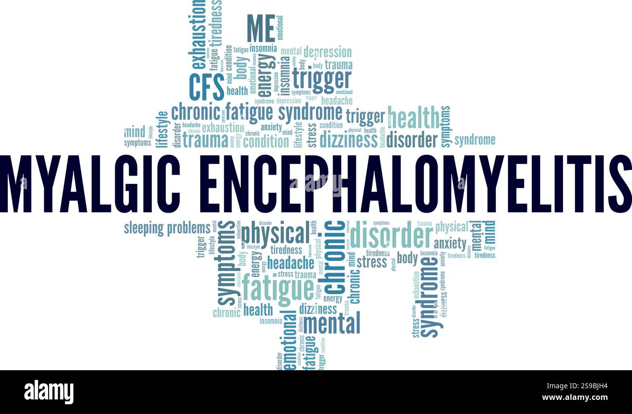 Myalgic Encephalomyelitis ME word cloud conceptual design isolated on ...