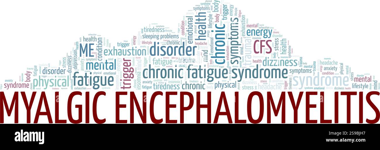 Myalgic Encephalomyelitis ME word cloud conceptual design isolated on ...