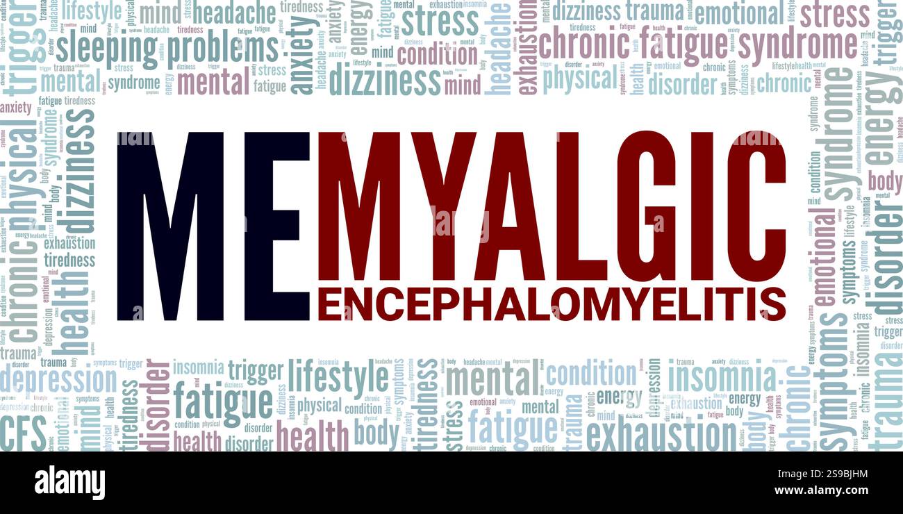 Myalgic Encephalomyelitis ME word cloud conceptual design isolated on ...