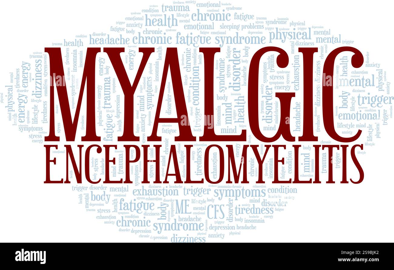Myalgic Encephalomyelitis ME word cloud conceptual design isolated on ...