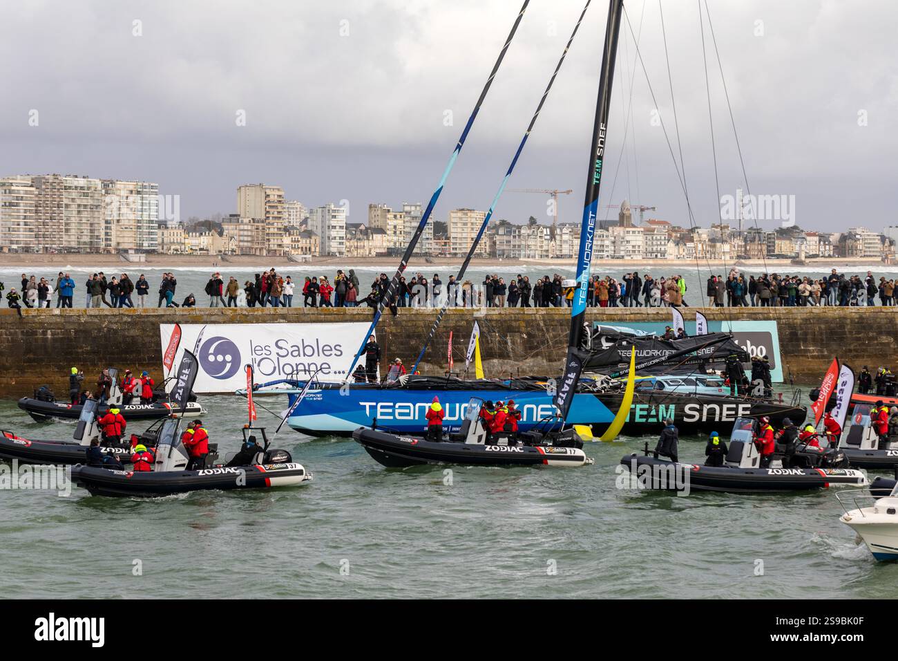 LES SABLES D'OLONNE, FRANCE - JANUARY 25, 2025: Arrival of Justine ...