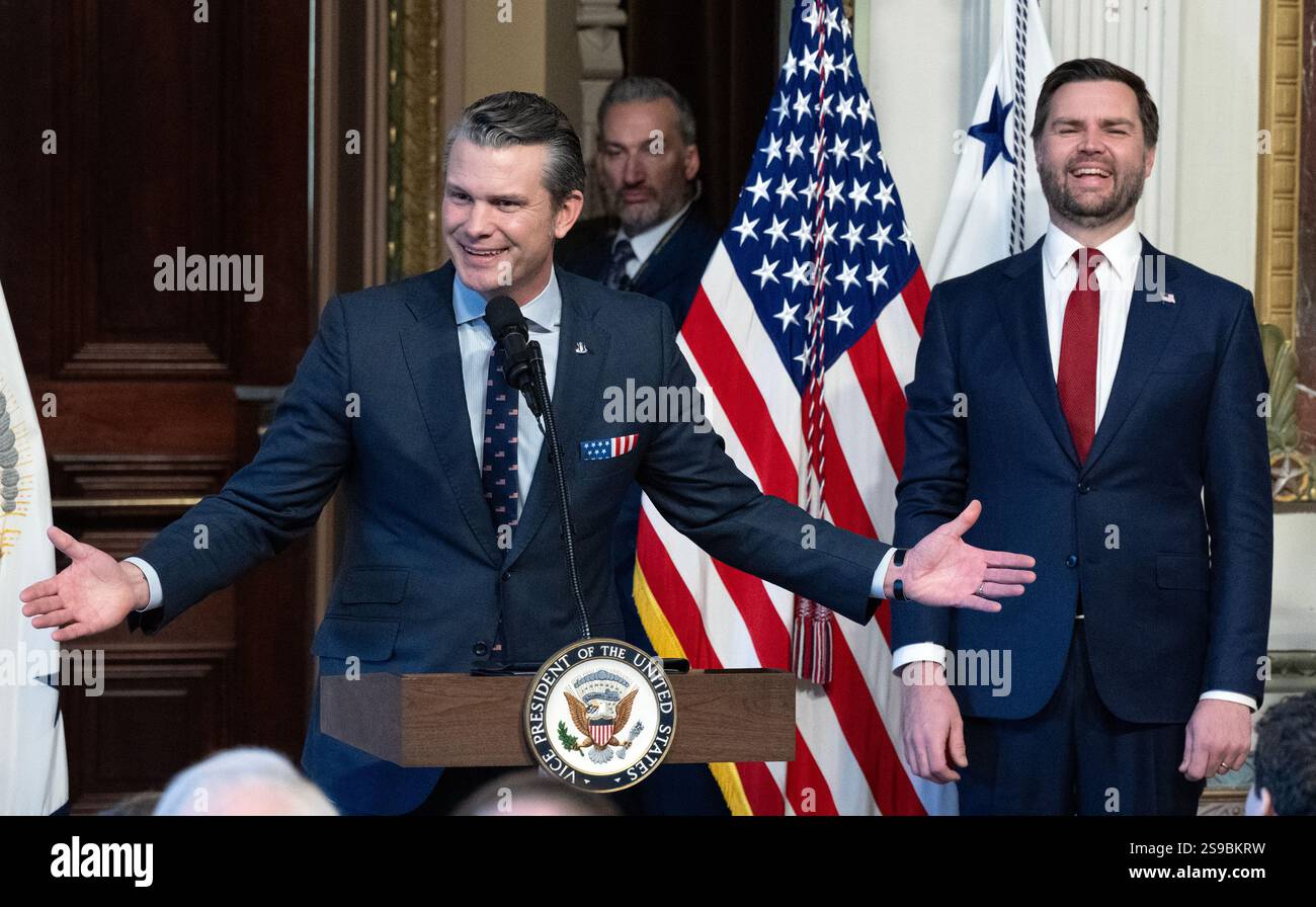 United States Secretary of Defense Pete Hegseth makes remarks after ...