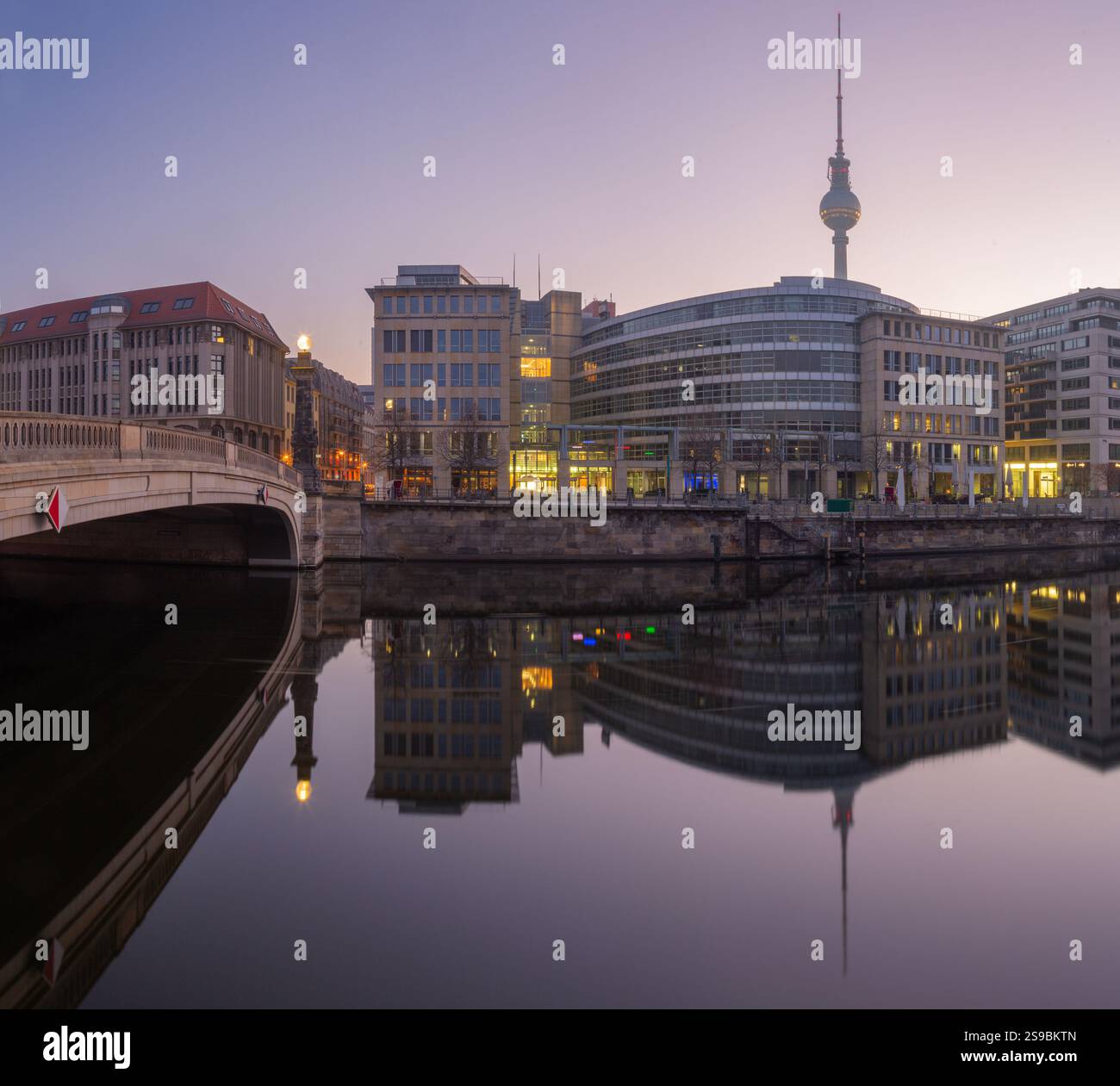 Berlin - Panorama waterfront over the Spree river in morning Stock ...