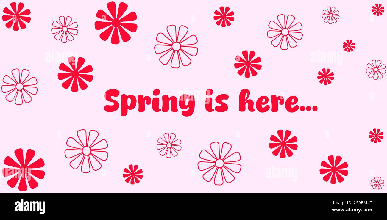 Spring Themed Graphic Design with Red Flowers and Decorative Lettering ...