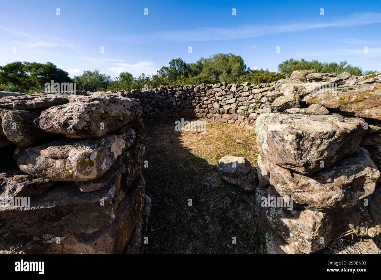Ruins of the Nuragic complex of Serra Orrios from the 2nd millennium BC ...