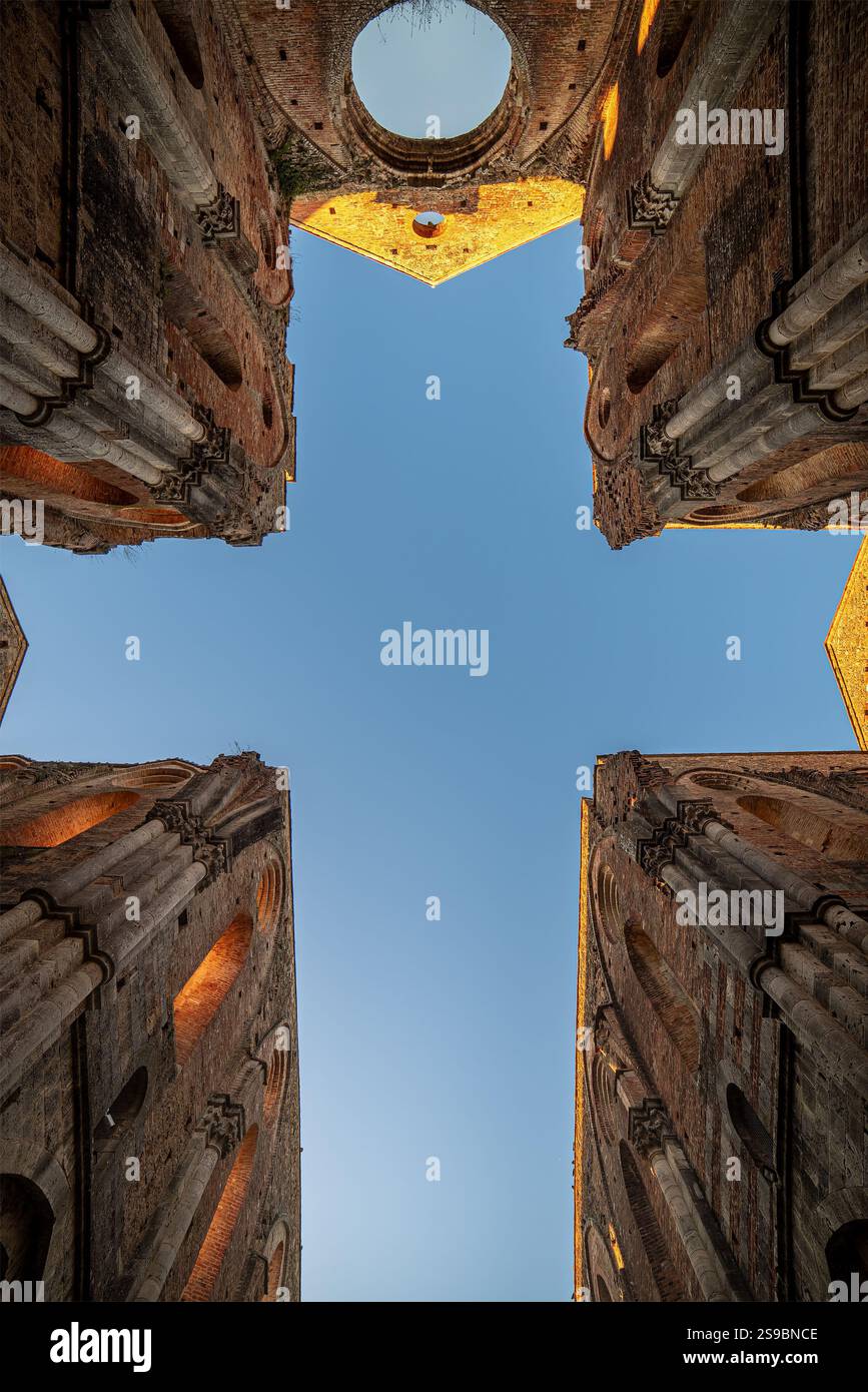 The Abbey of San Galgano is a majestic, roofless Gothic church in ...