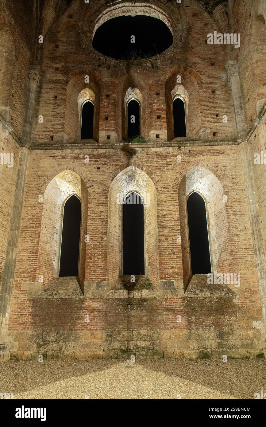 The Abbey of San Galgano is a majestic, roofless Gothic church in ...