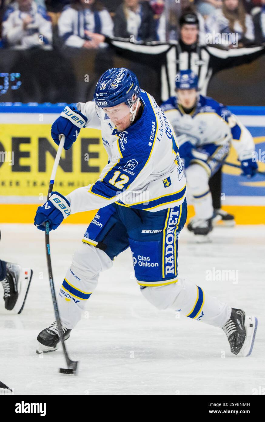 250125 Leksands Kalle Östman under ishockeymatchen i SHL mellan Leksand ...