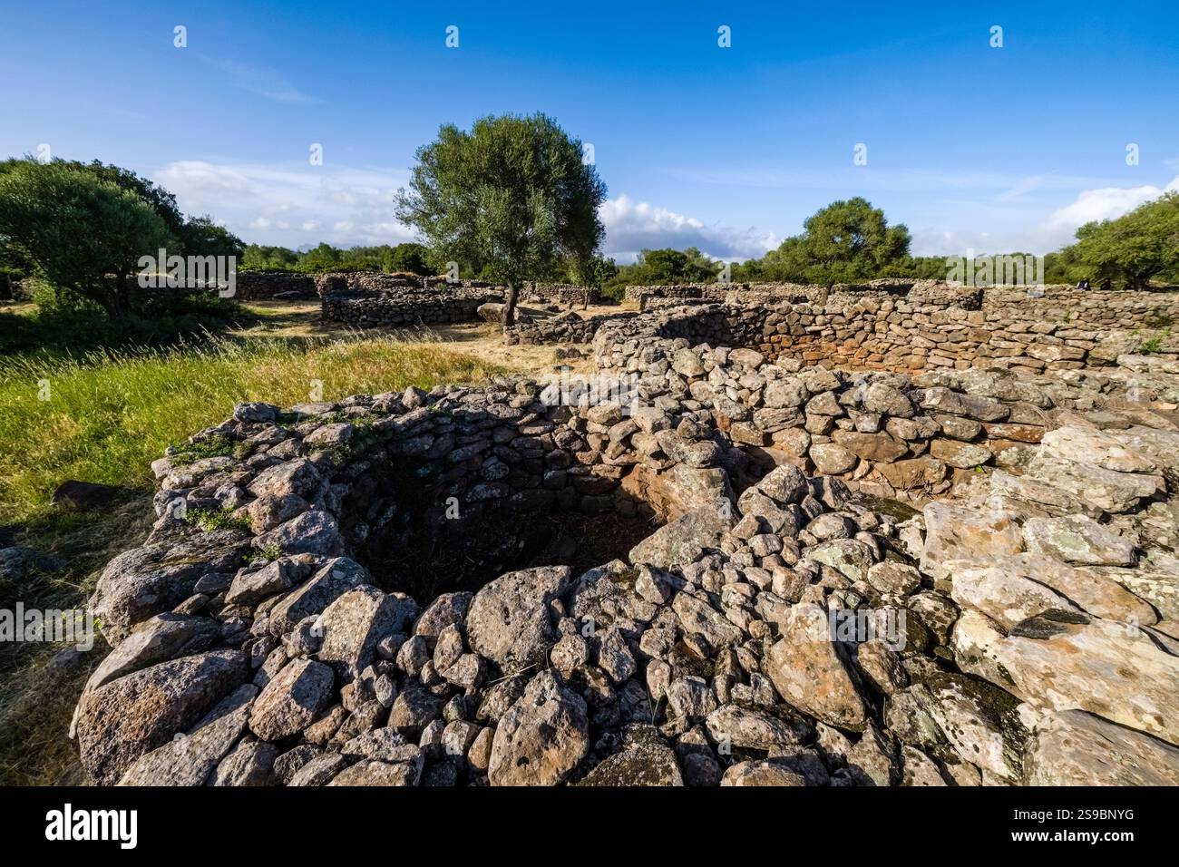 Ruins of the Nuragic complex of Serra Orrios from the 2nd millennium BC ...