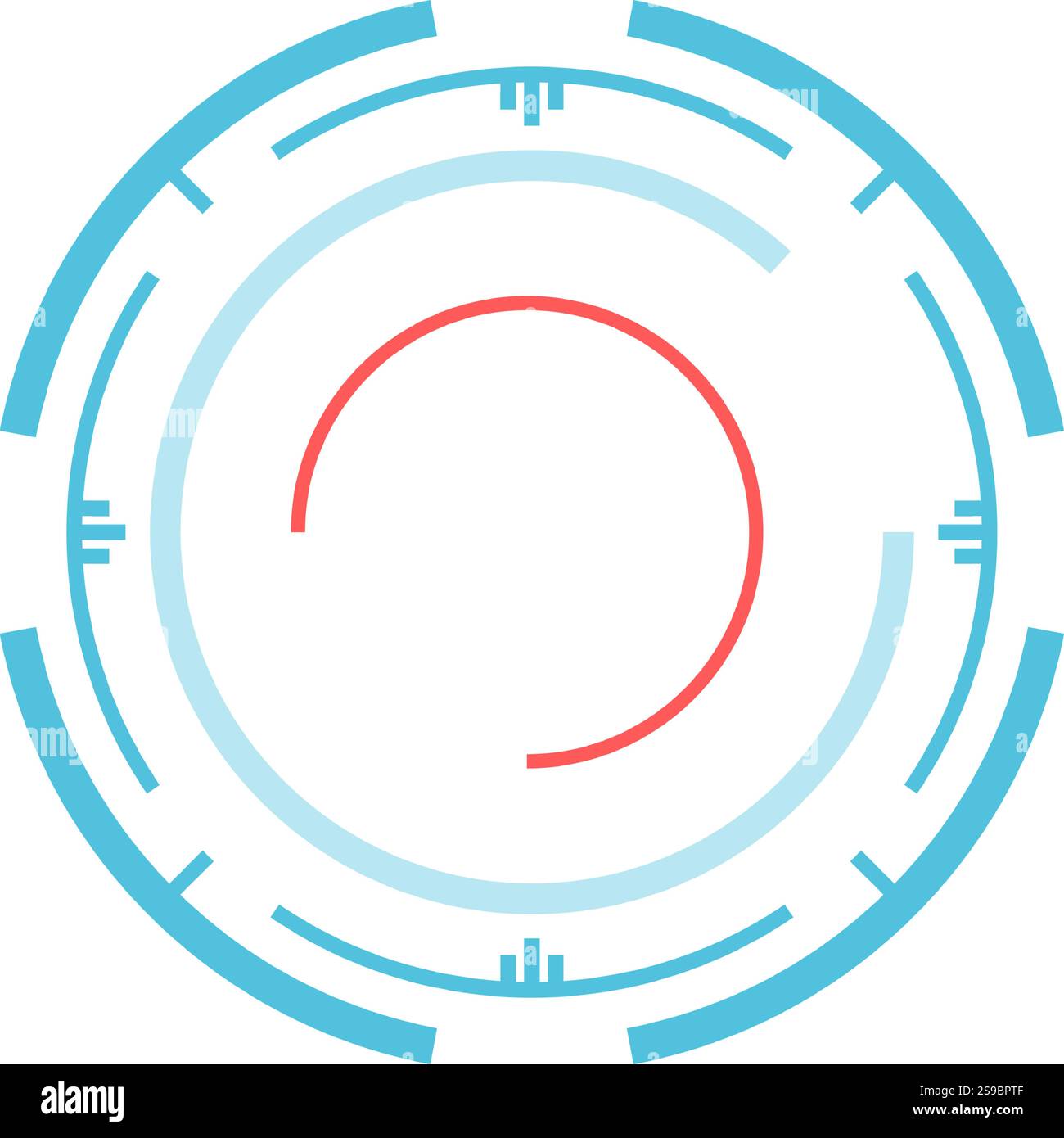 Modern, futuristic head up display - HUD - element featuring concentric ...