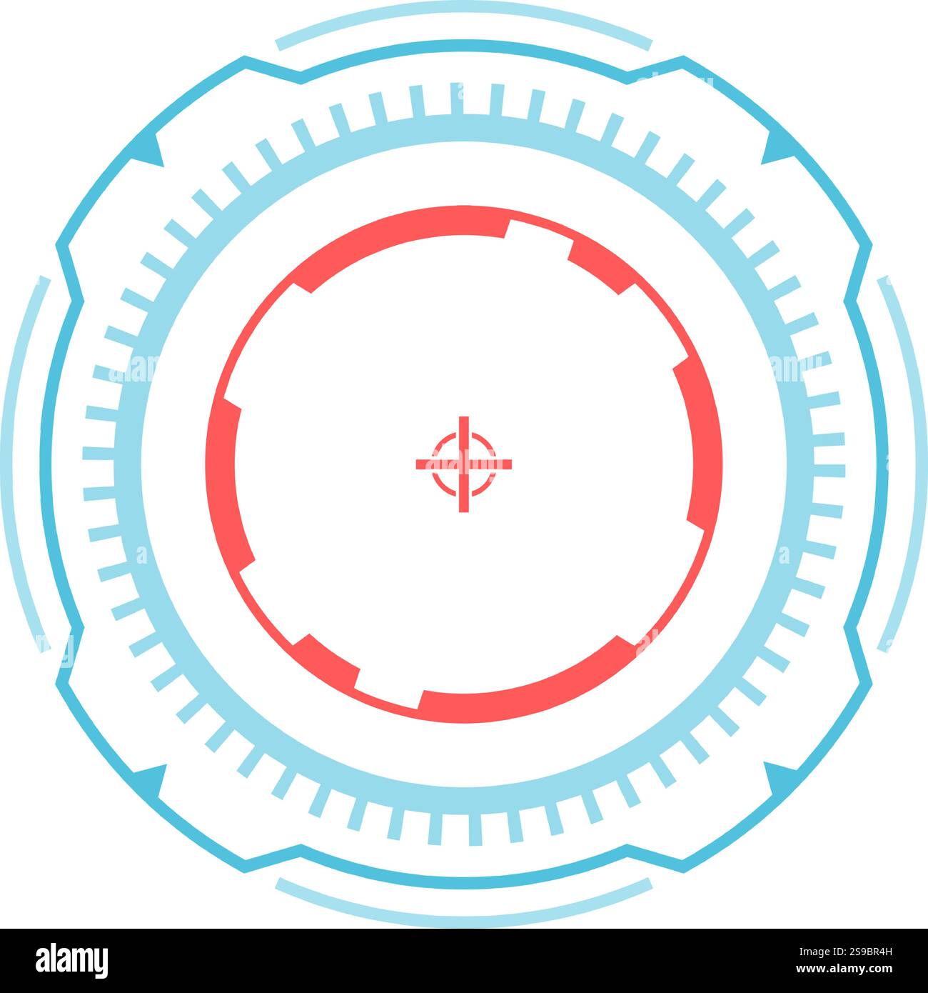 Futuristic heads up display interface featuring a circular design with ...