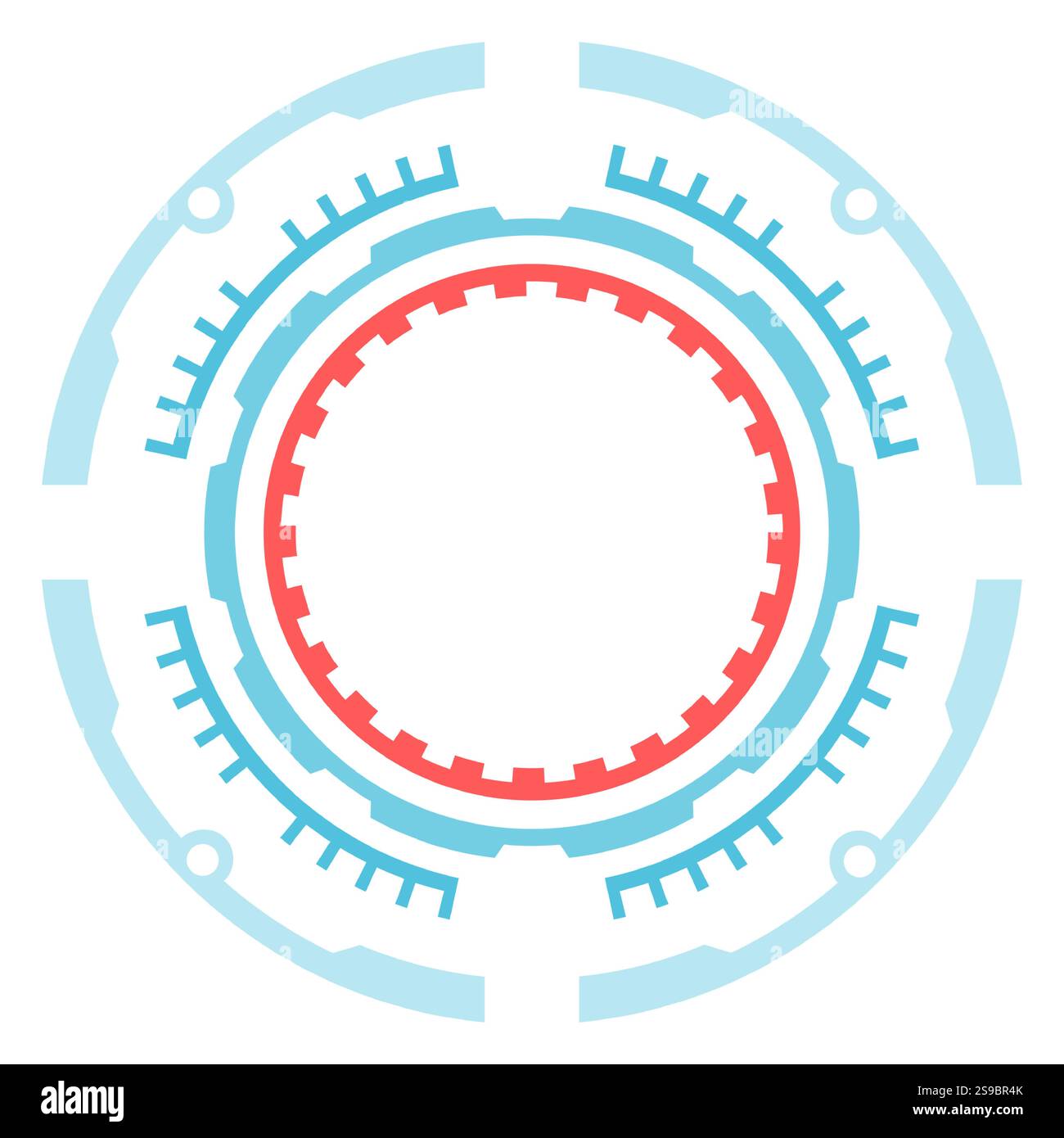 Futuristic loading bar with data processing, featuring a circular design with blue and red ...