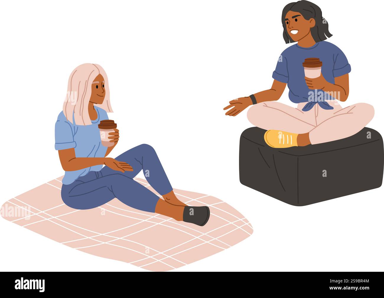 Friends talking women cups Stock Vector Images - Alamy