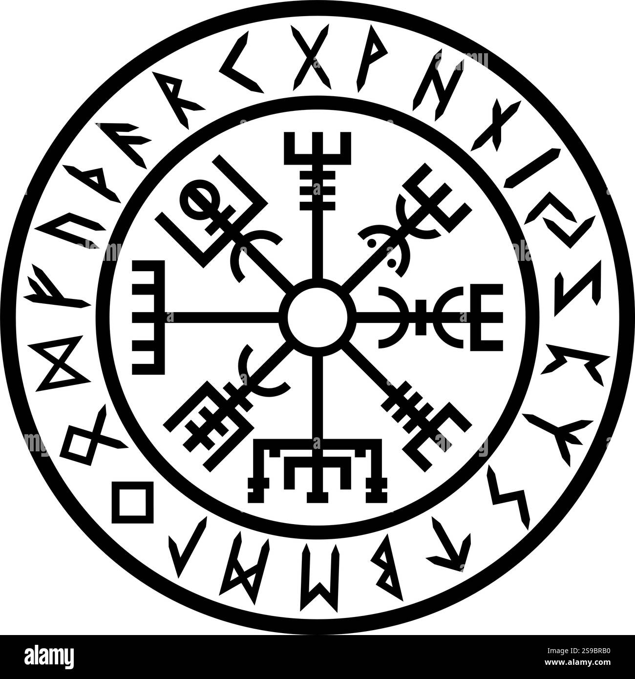 Vegvisir viking compass nordic norse mythology symbol graphic design Stock Vector Image & Art ...