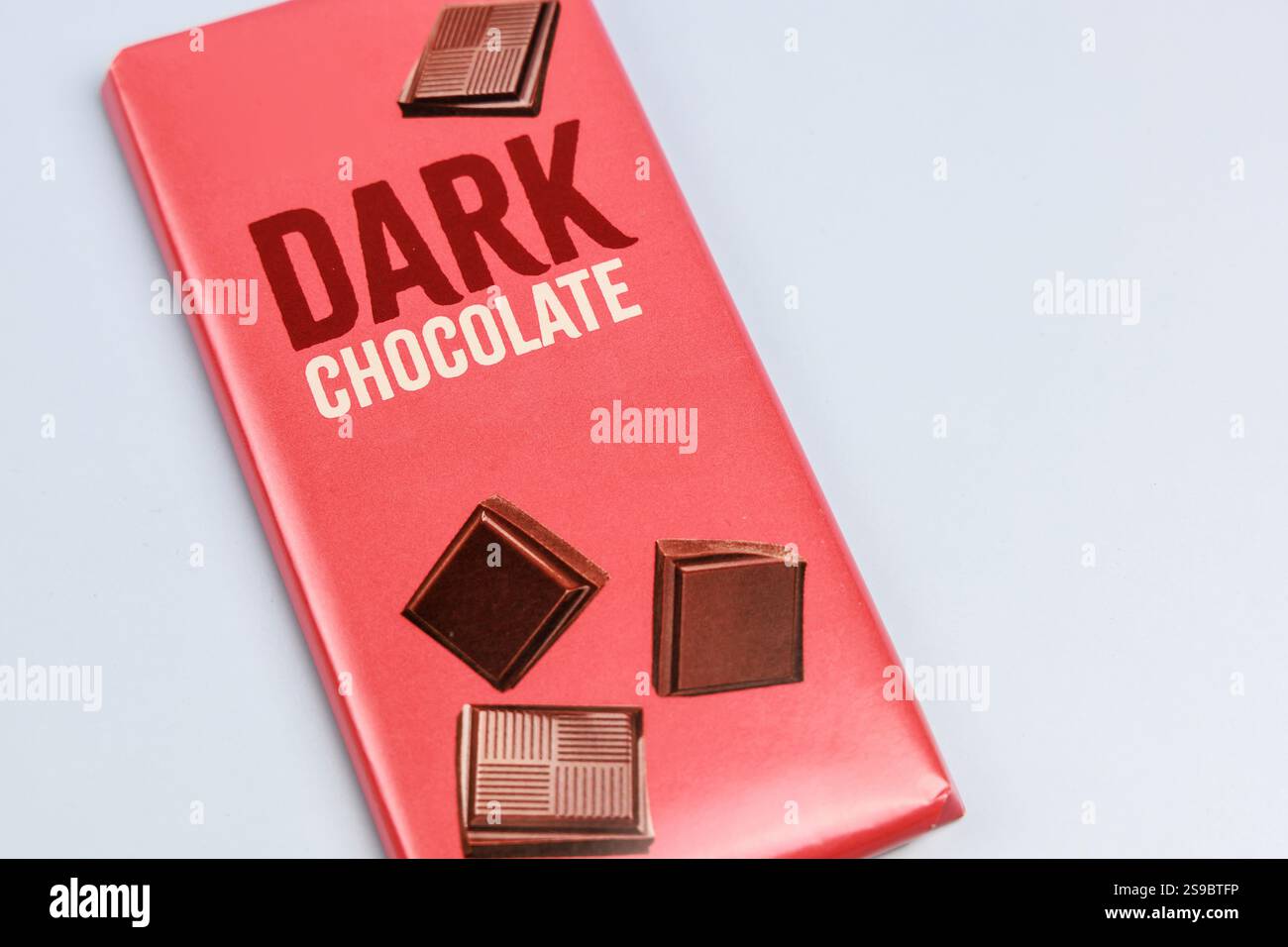Delicious dark chocolate bar with the inscription Dark Chocolate ...