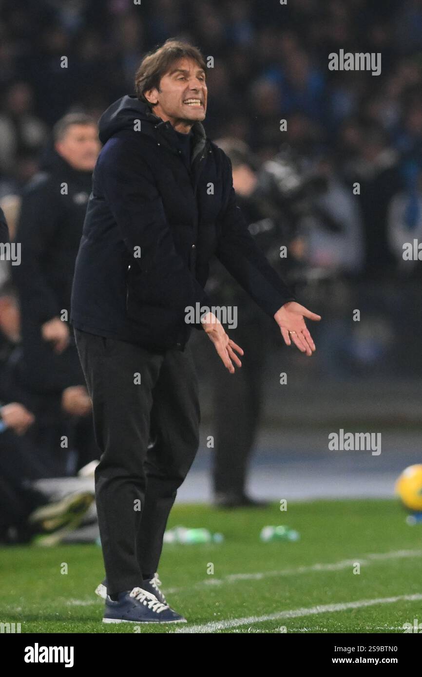 Antonio Conte Coach of SSC Napoli gestures during the Serie A Enelive ...