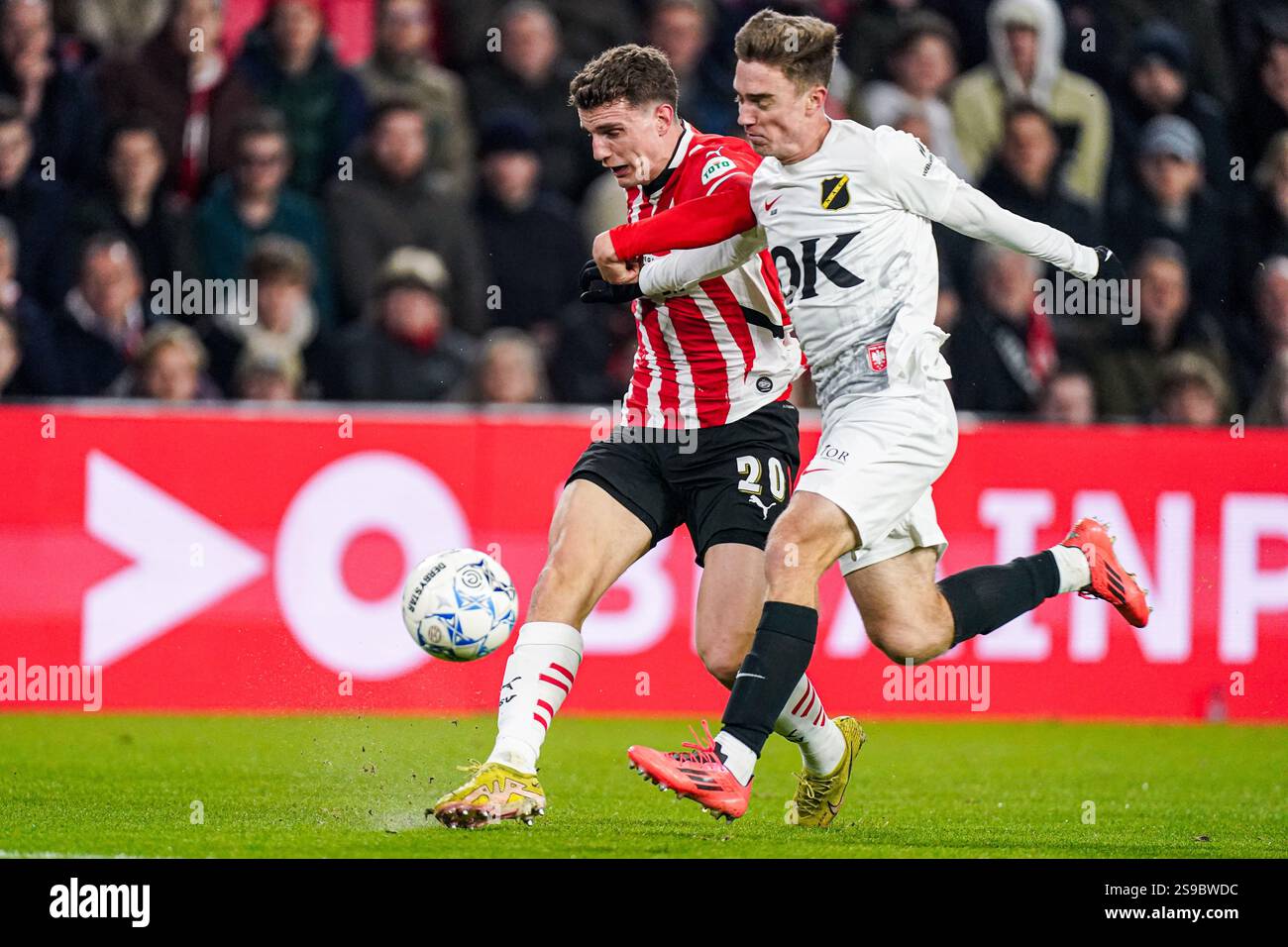 EINDHOVEN, NETHERLANDS - JANUARY 25: Guus Til of PSV, Max Balard of NAC ...