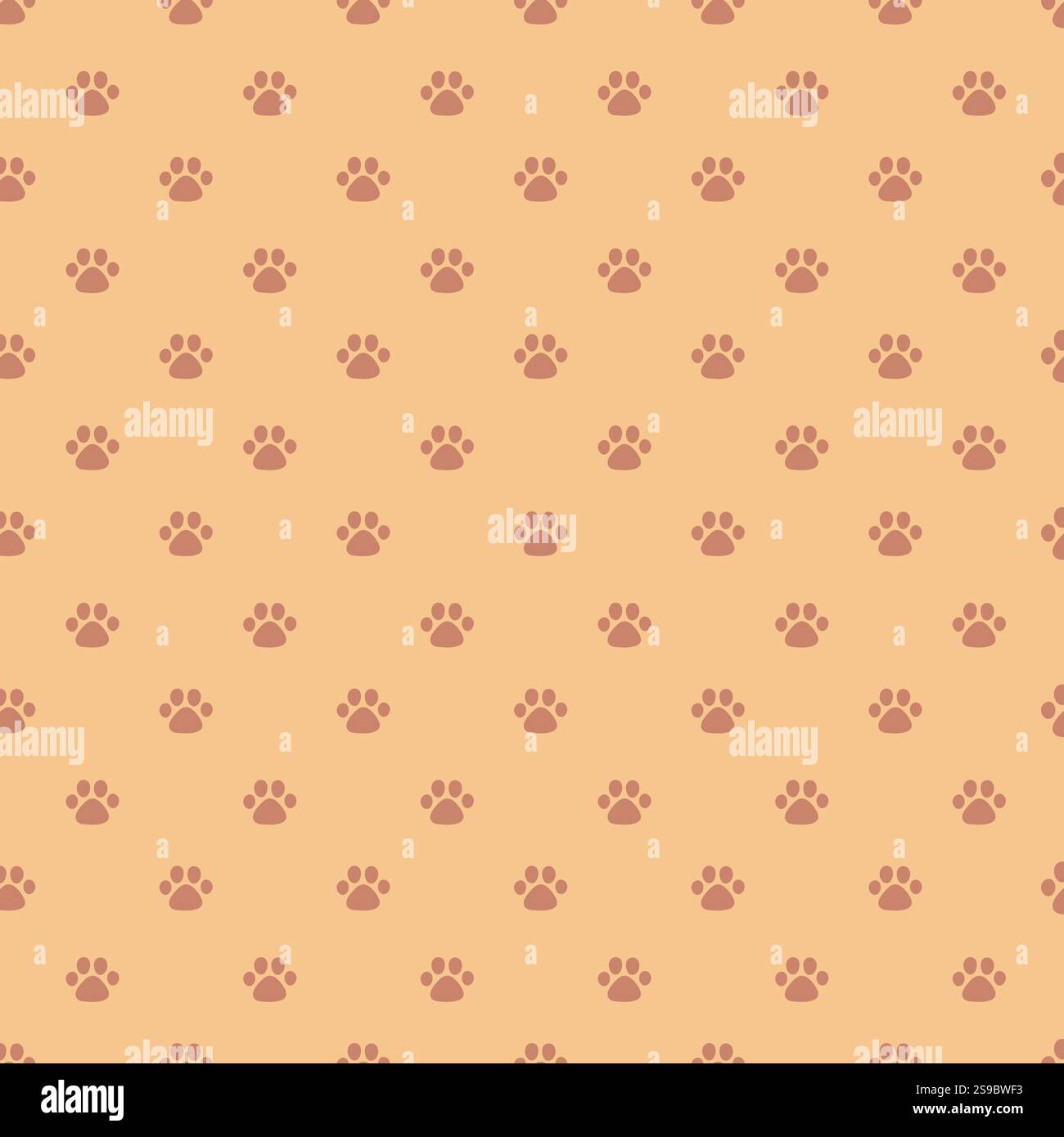 Vector hand drawn seamless pattern. Arranged paw prints of pets in ...