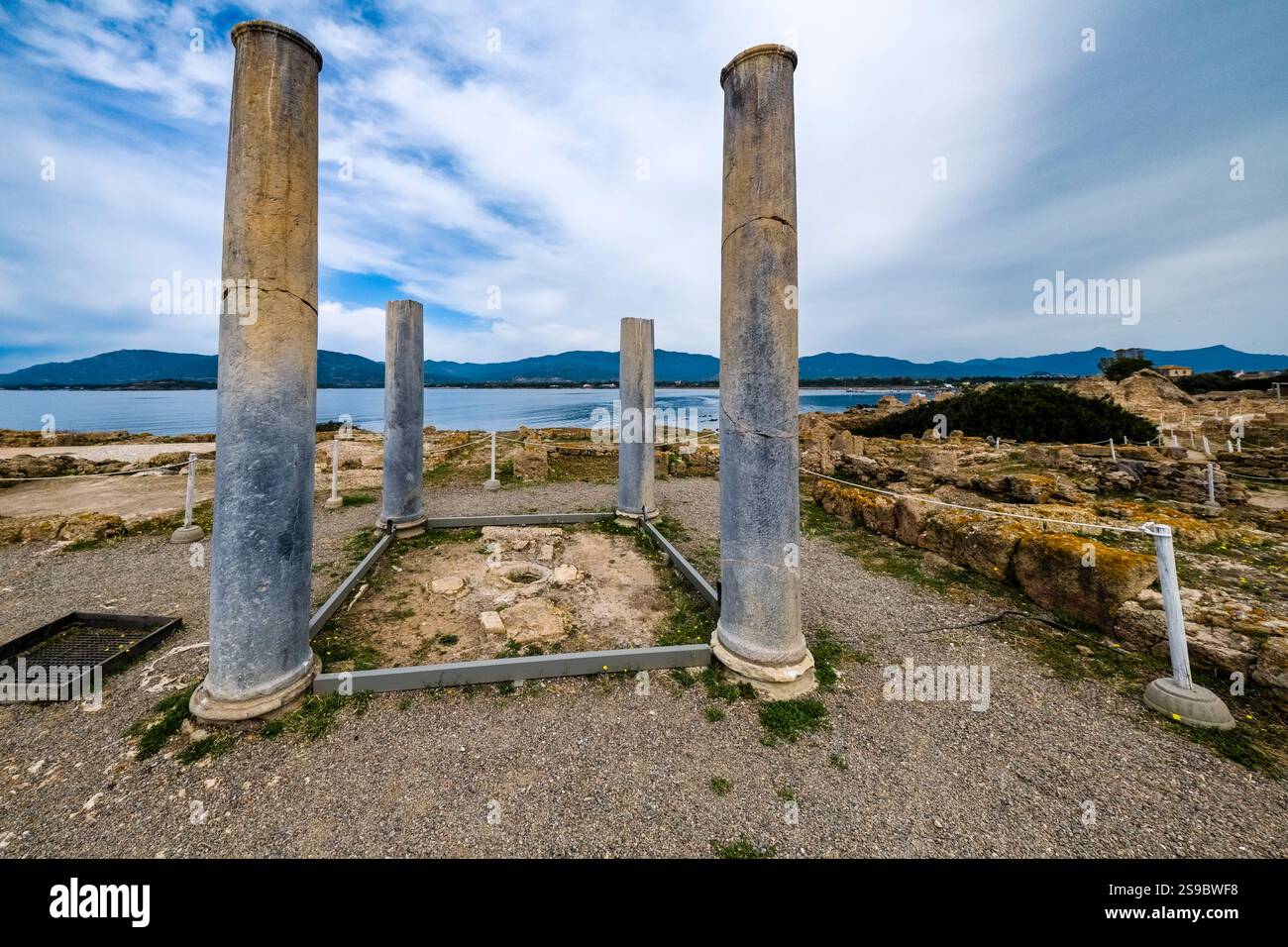 Ruins and pillars of the Tetrastyle Atrium in the archaeological site ...