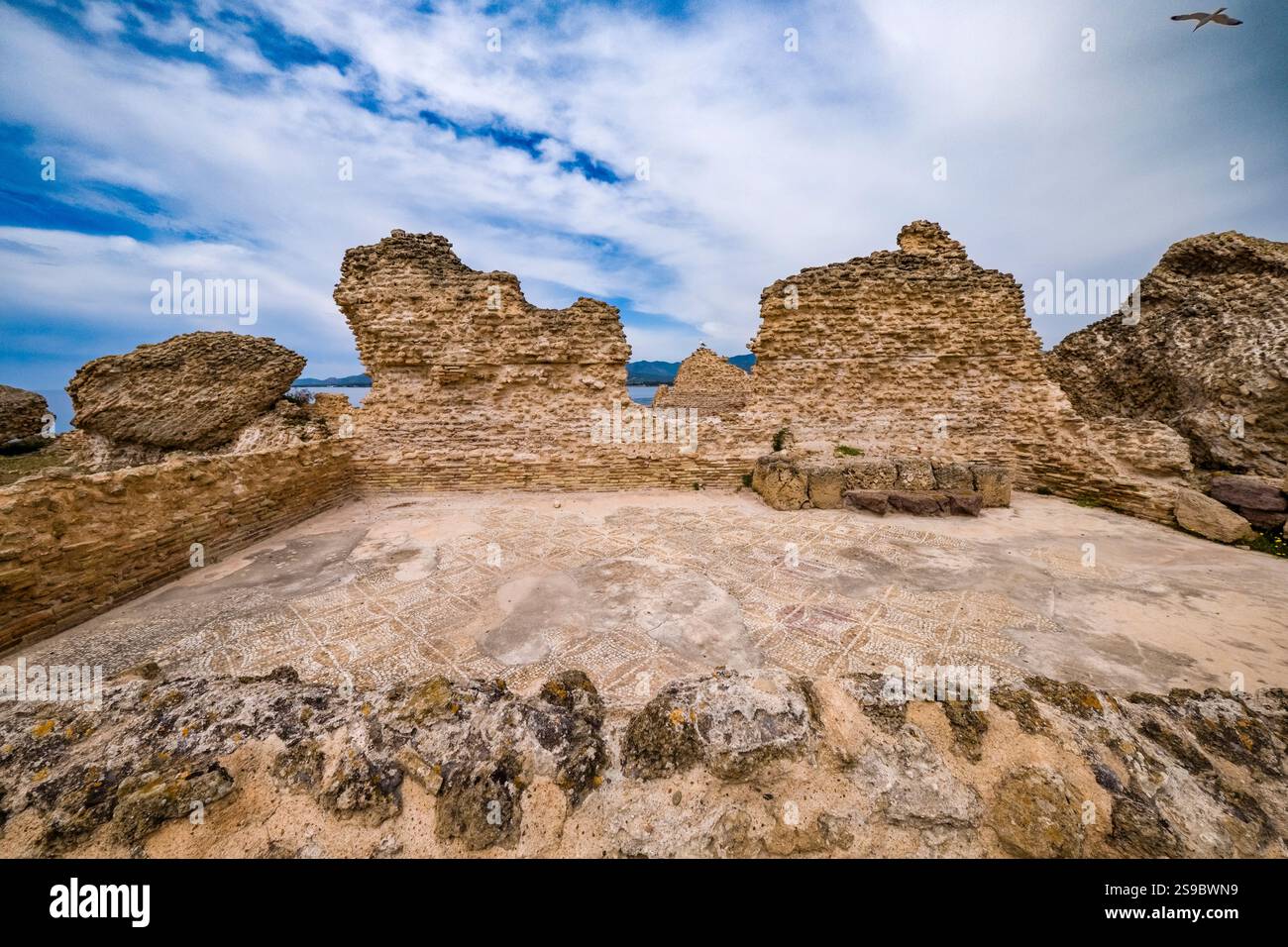 Ruins of the archaeological site of Nora, an ancient pre-Roman and ...