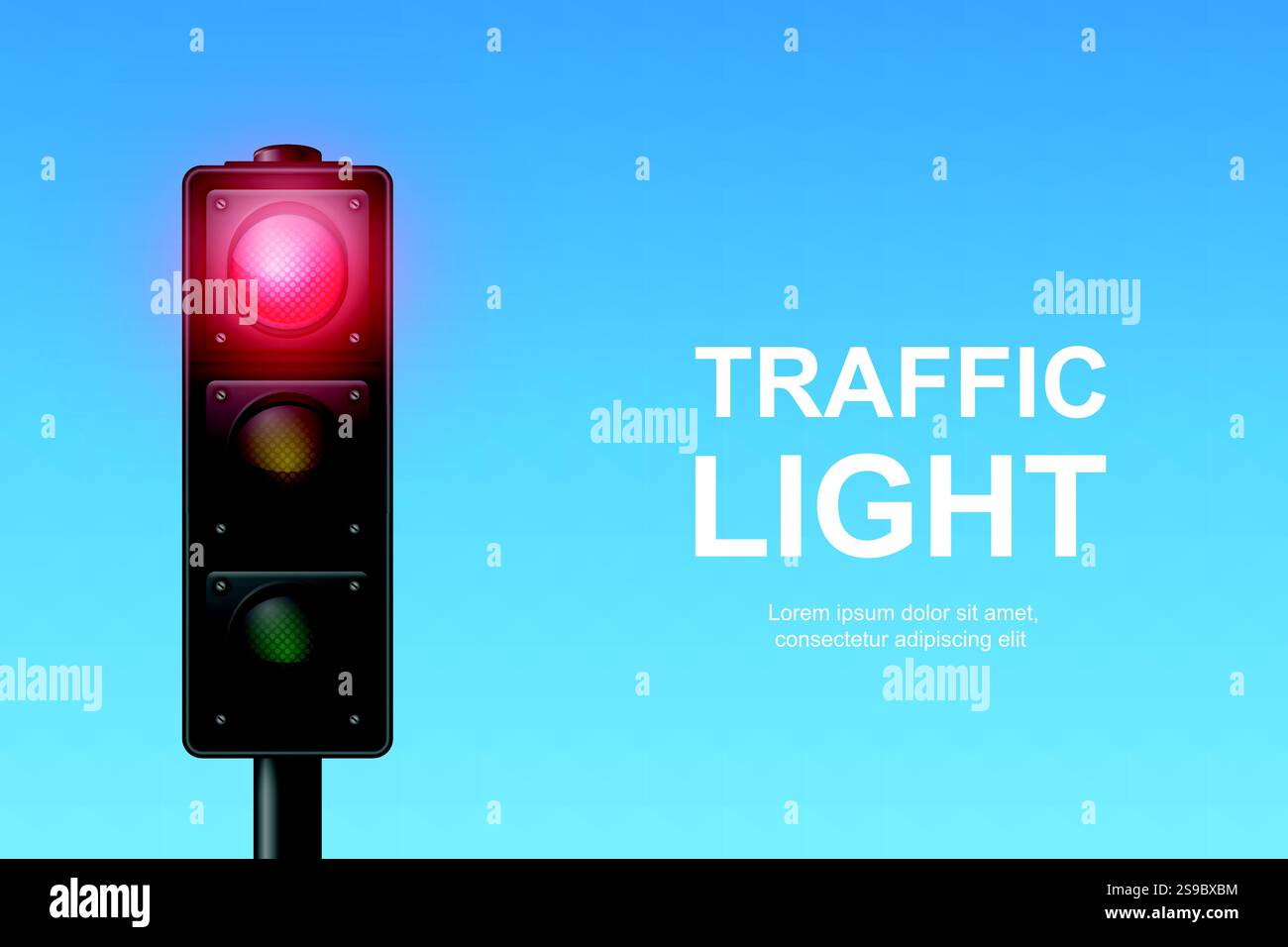 Vector Realistic Traffic Light with Red Light On. Pedestrian Signal in ...