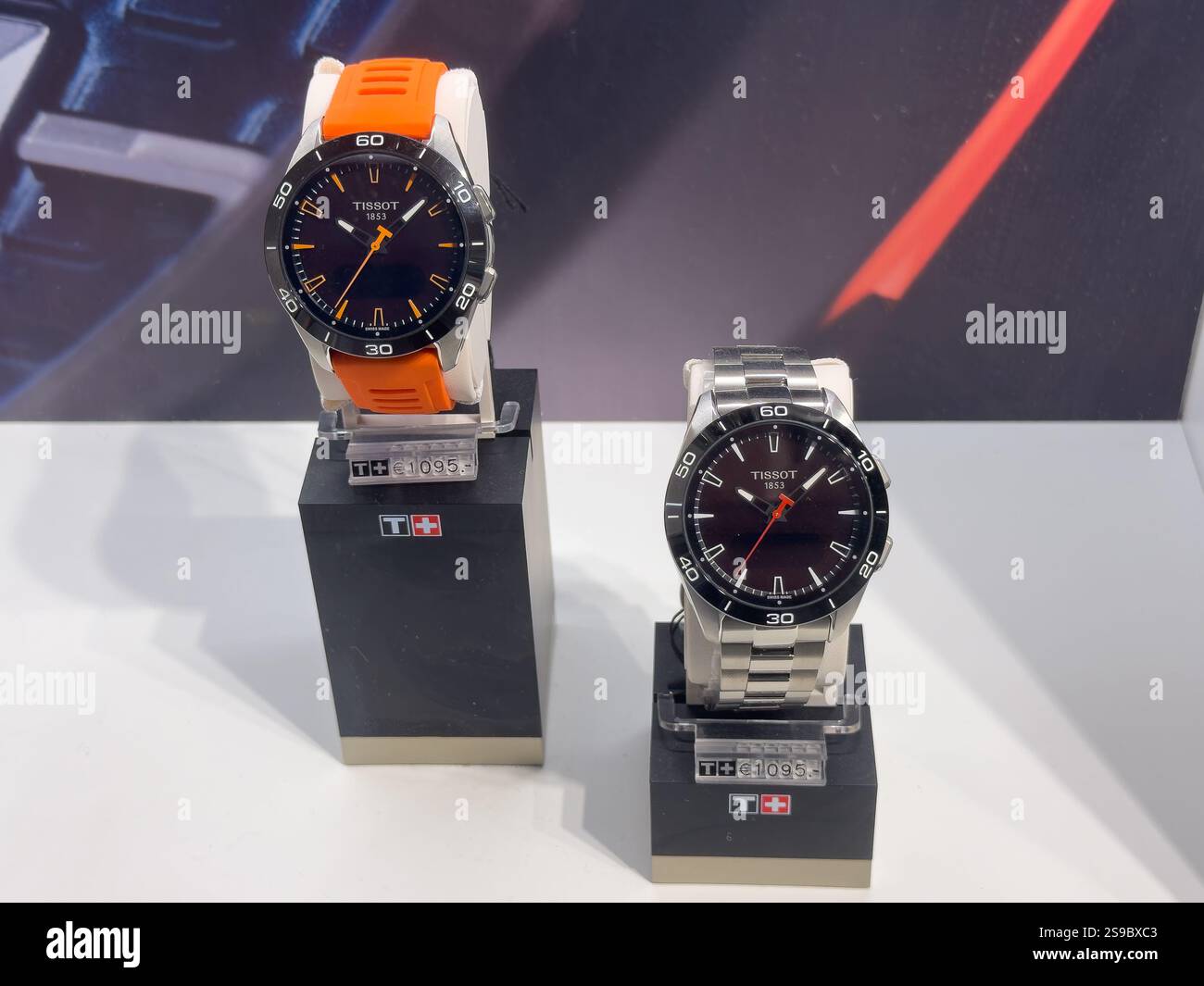 Elegant Tissot timepieces displayed in a bright and modern showroom ...