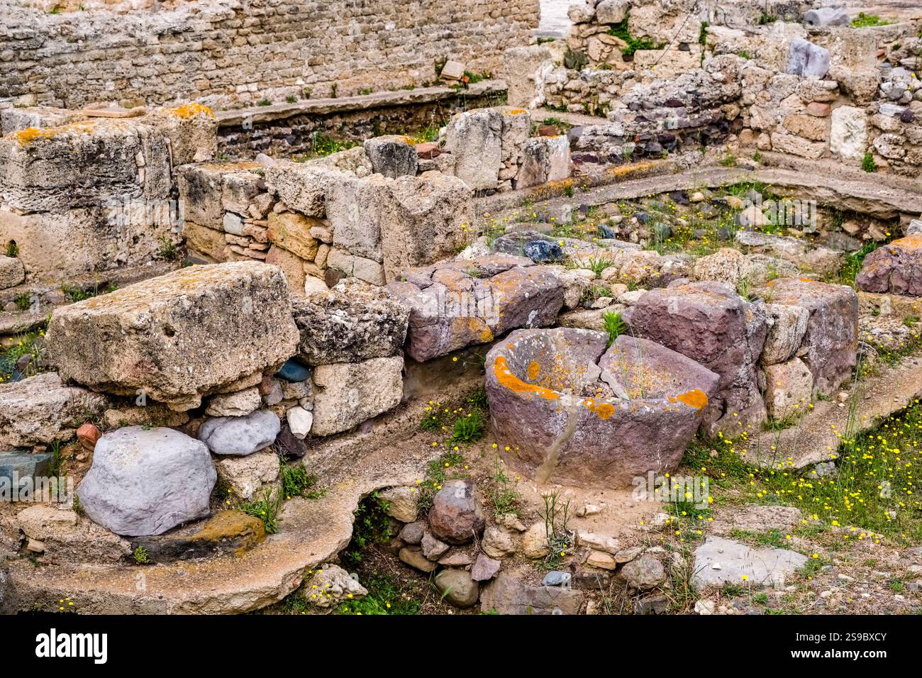 Ruins of the archaeological site of Nora, an ancient pre-Roman and ...