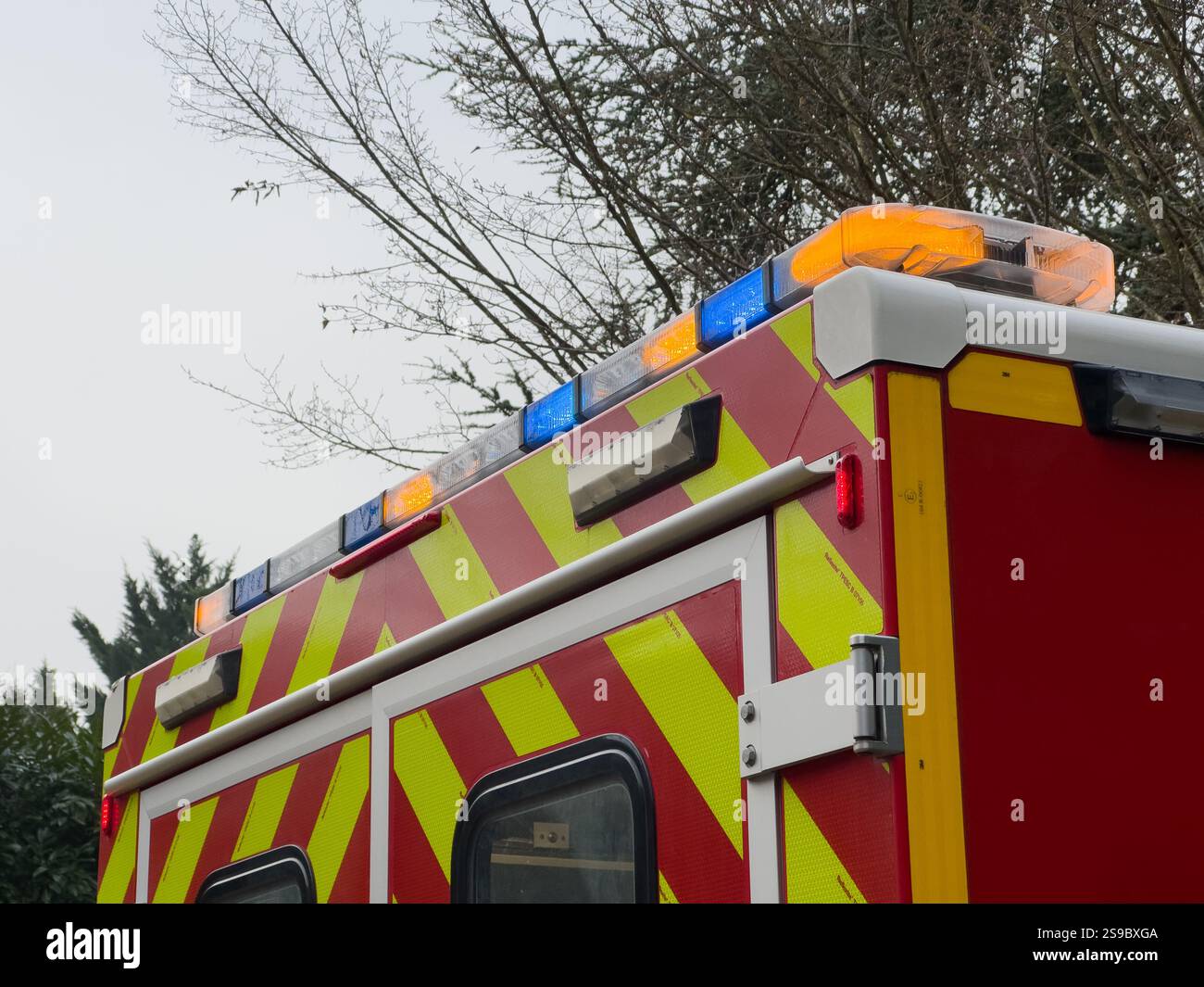 Emergency vehicle ready for action in a quiet neighborhood Stock Photo ...