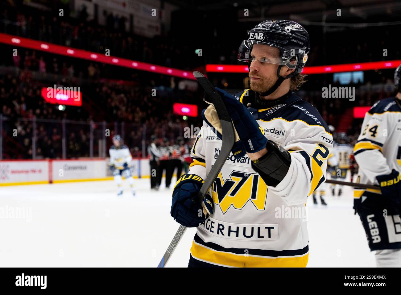 250125 HV71s Mattias Tedenby deppar efter ishockeymatchen i SHL mellan Örebro och HV71 den 25 ...