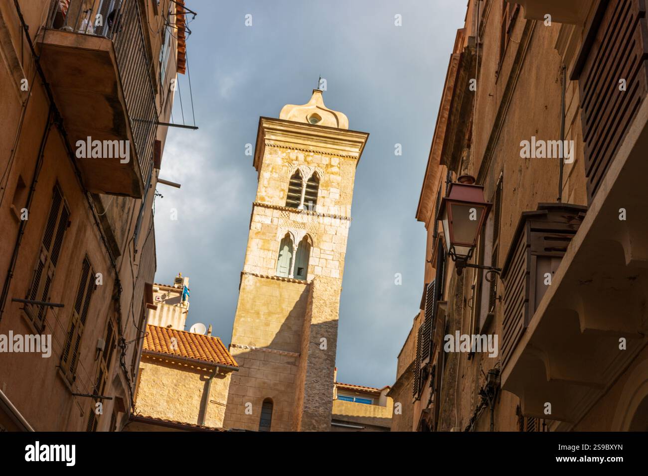 Bonifacio town, medieval citadel in Corsica Island, France Stock Photo ...