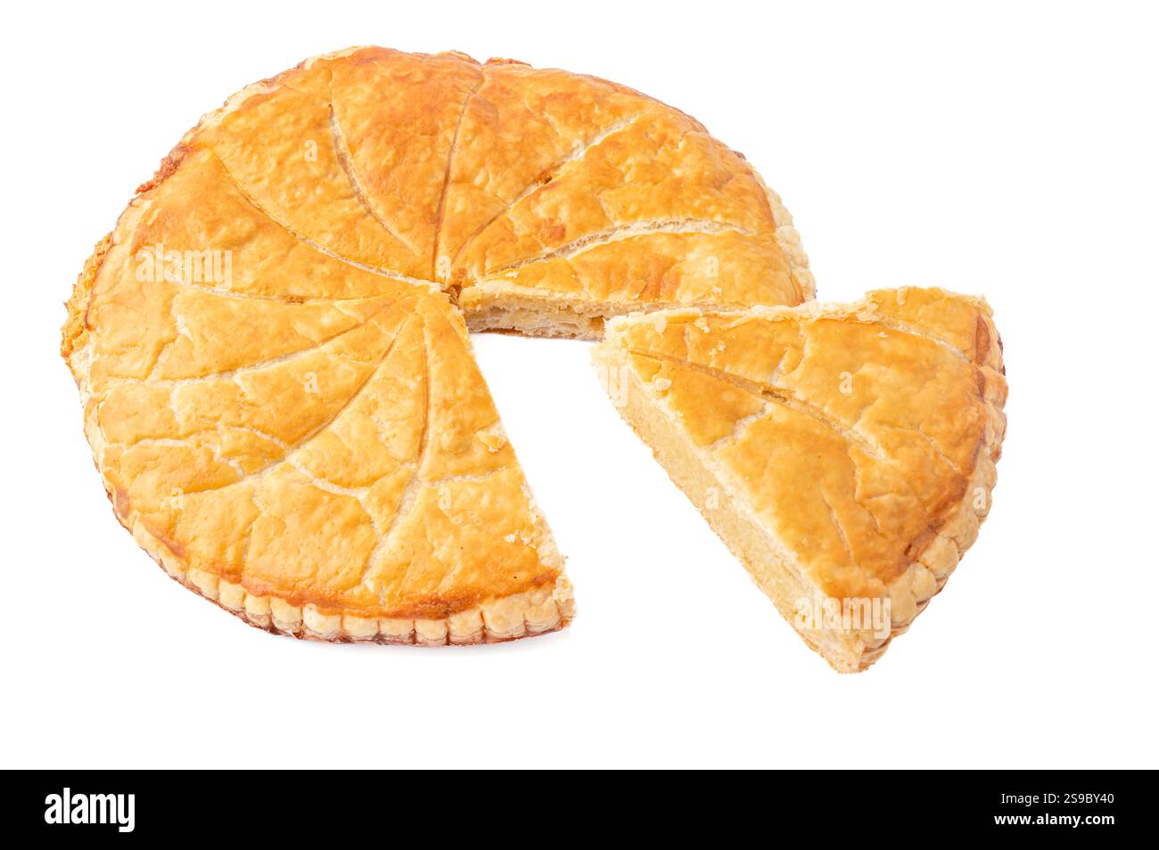 Paris, France - 01 24 2025: A homemade frangipani king cake with a ...