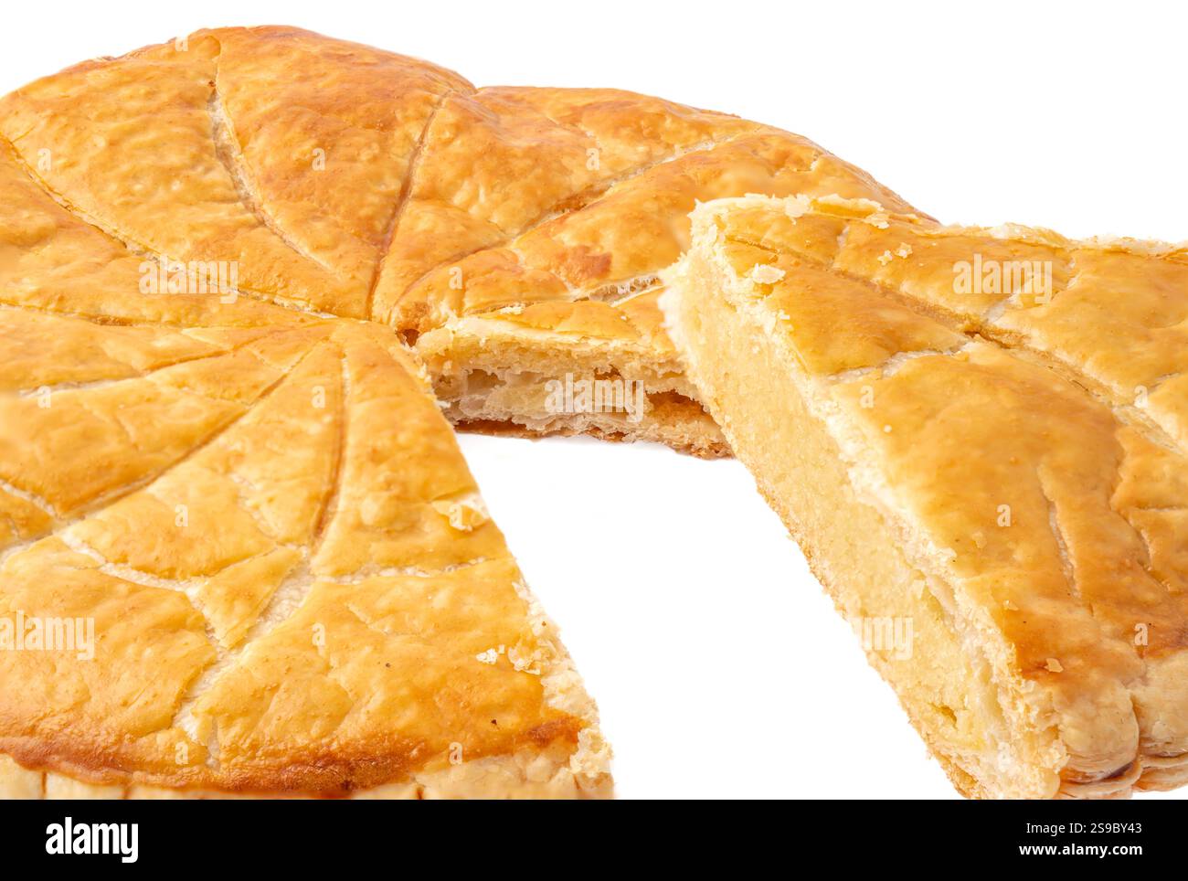Paris, France - 01 24 2025: A homemade frangipani king cake with a ...