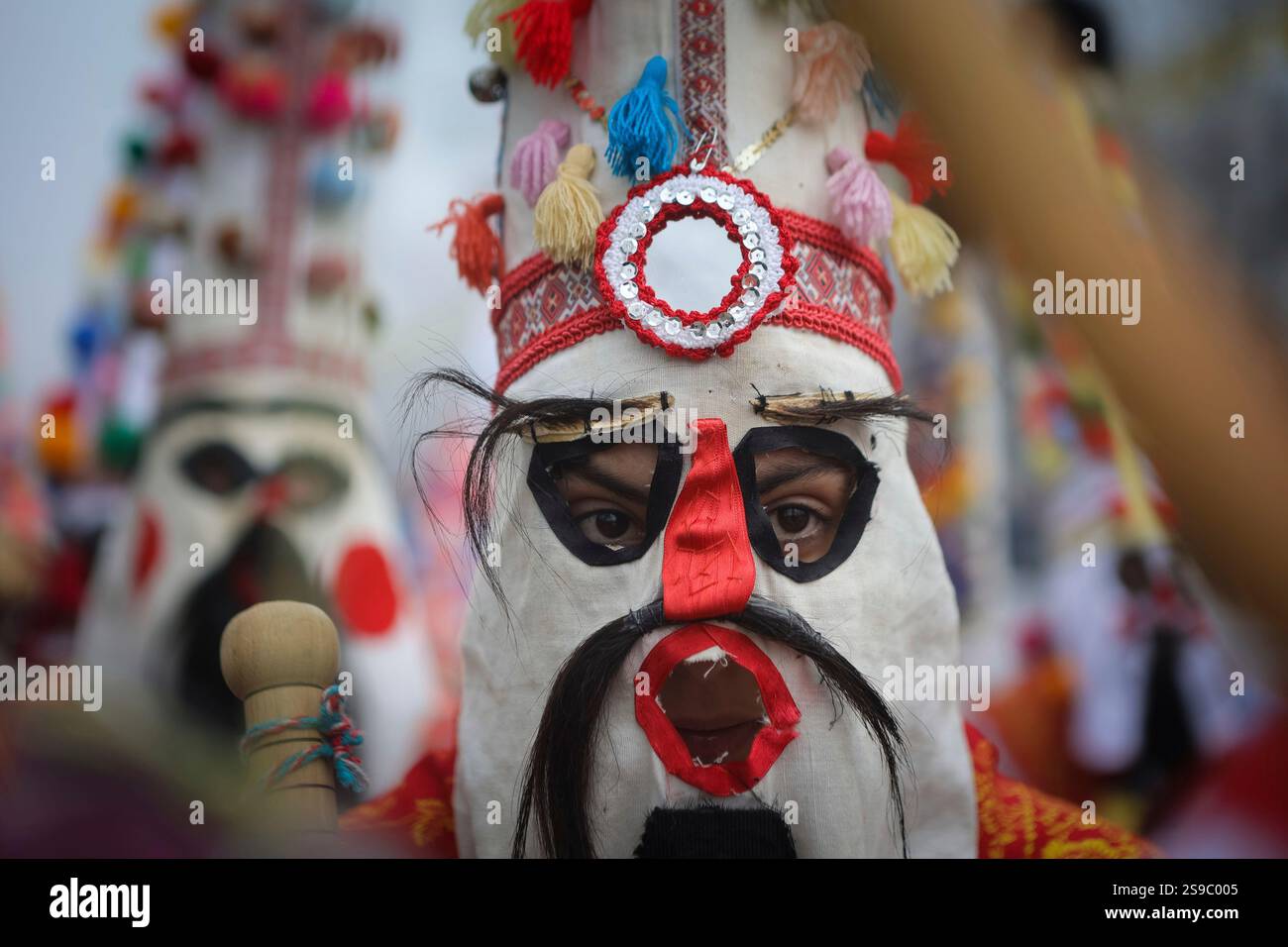 Masked Bulgarian Kukeri dancers take part in the 31st International Festival of Masquerade Games ...