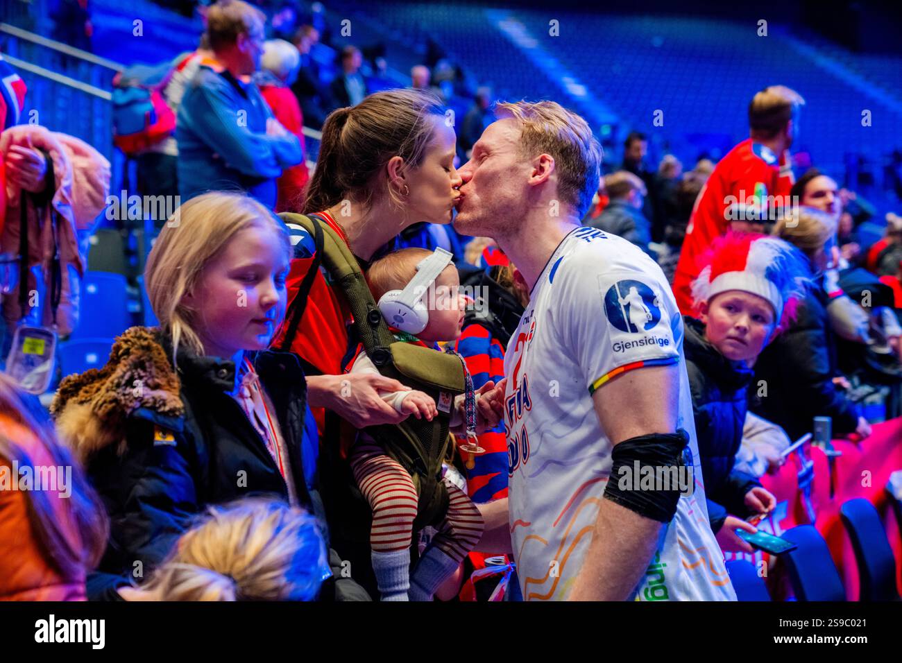 Fornebu 20250124. Magnus Gullerud with his partner Kristine Brenna and ...