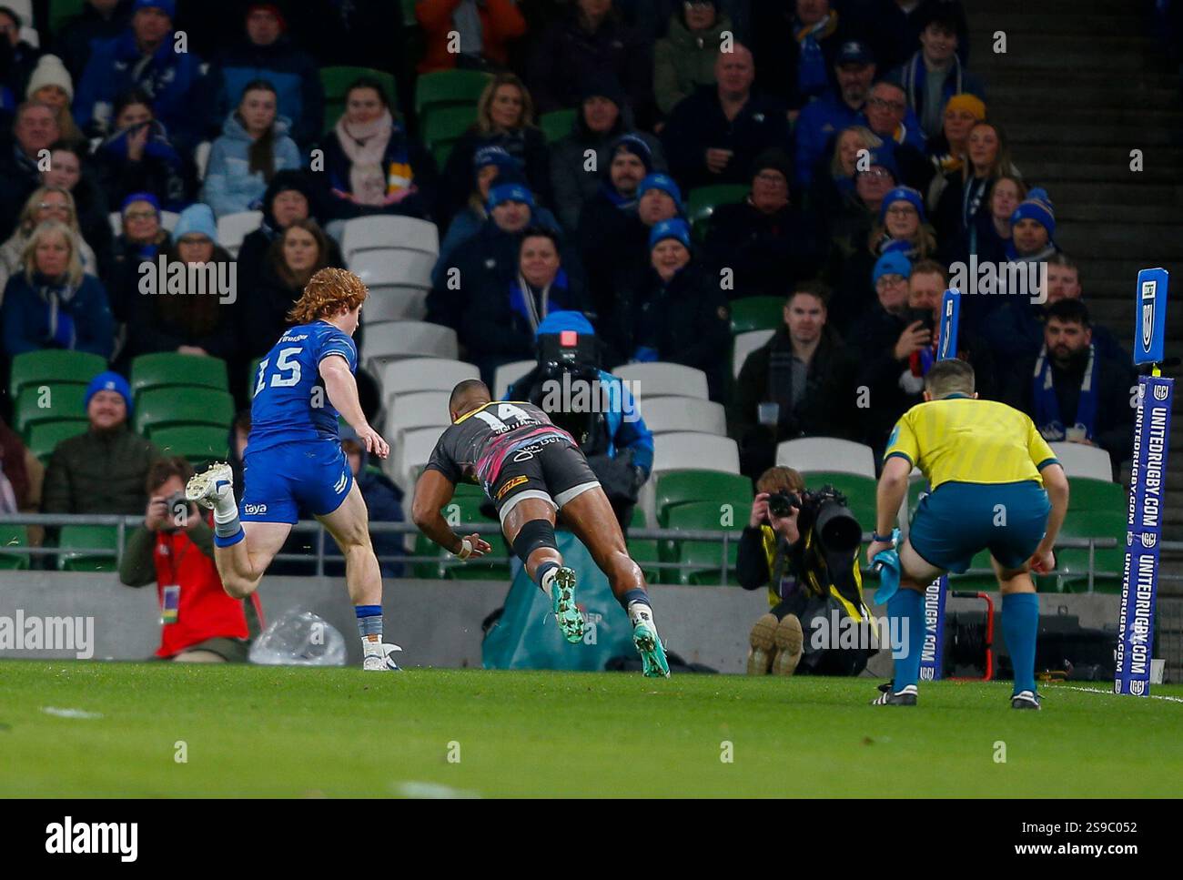 25th January 2025; Aviva Stadium, Dublin, Ireland; United Rugby ...