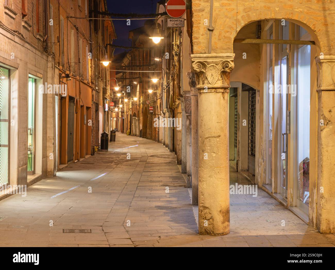 Ferrara - The street San Romano of old town at dusk Stock Photo - Alamy