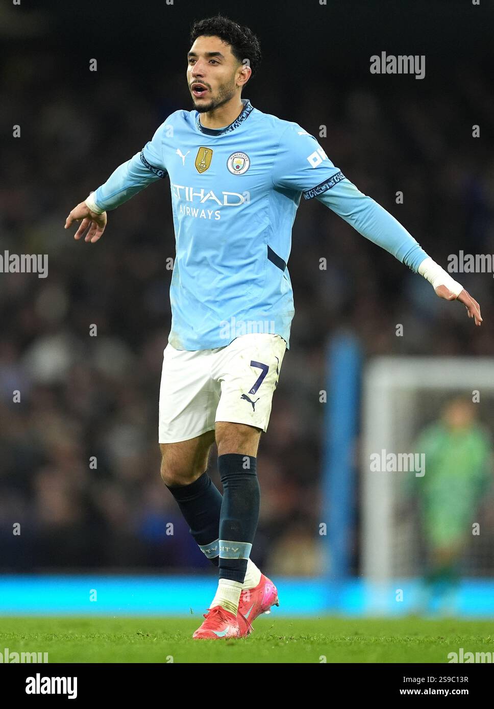 Manchester City's Omar Marmoush during the Premier League match at the Etihad Stadium ...