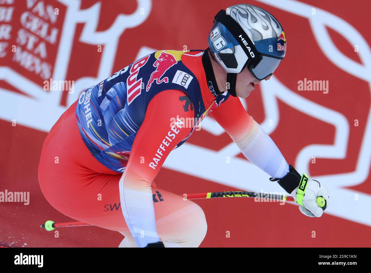 KITZBUEHEL, AUSTRIA - JANUARY 25: Franjo von Allmen of Switzerland during the Audi FIS Alpine ...