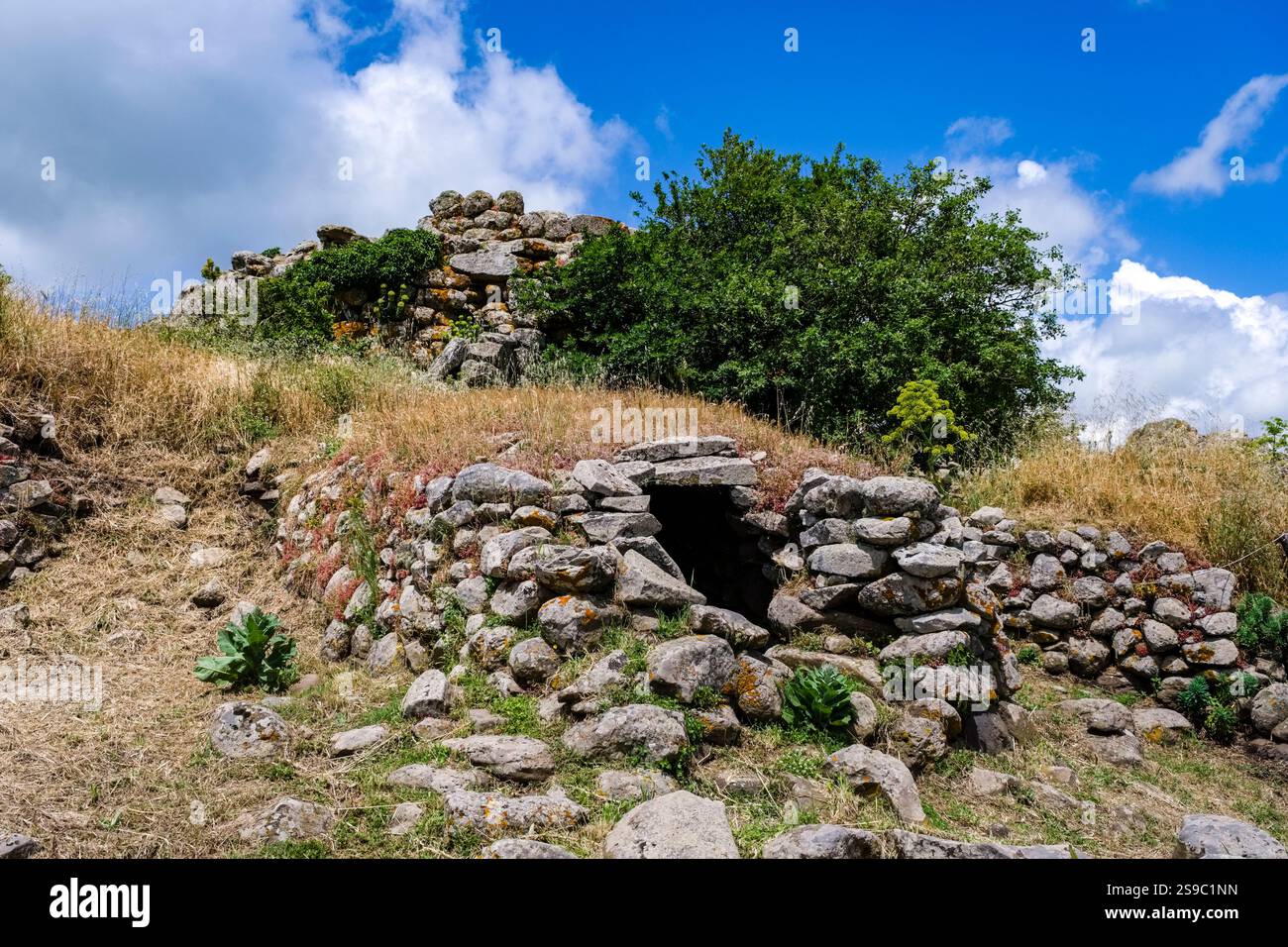 A Nuraghe, remains of a Nuragic settlement, 1600-400 BC, near the giant ...