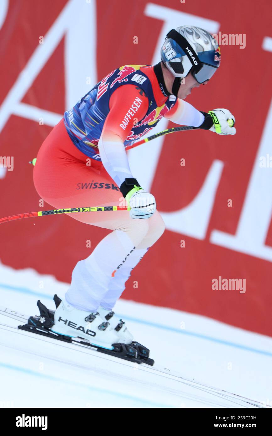 KITZBUEHEL, AUSTRIA - JANUARY 25: Franjo von Allmen of Switzerland during the Audi FIS Alpine ...