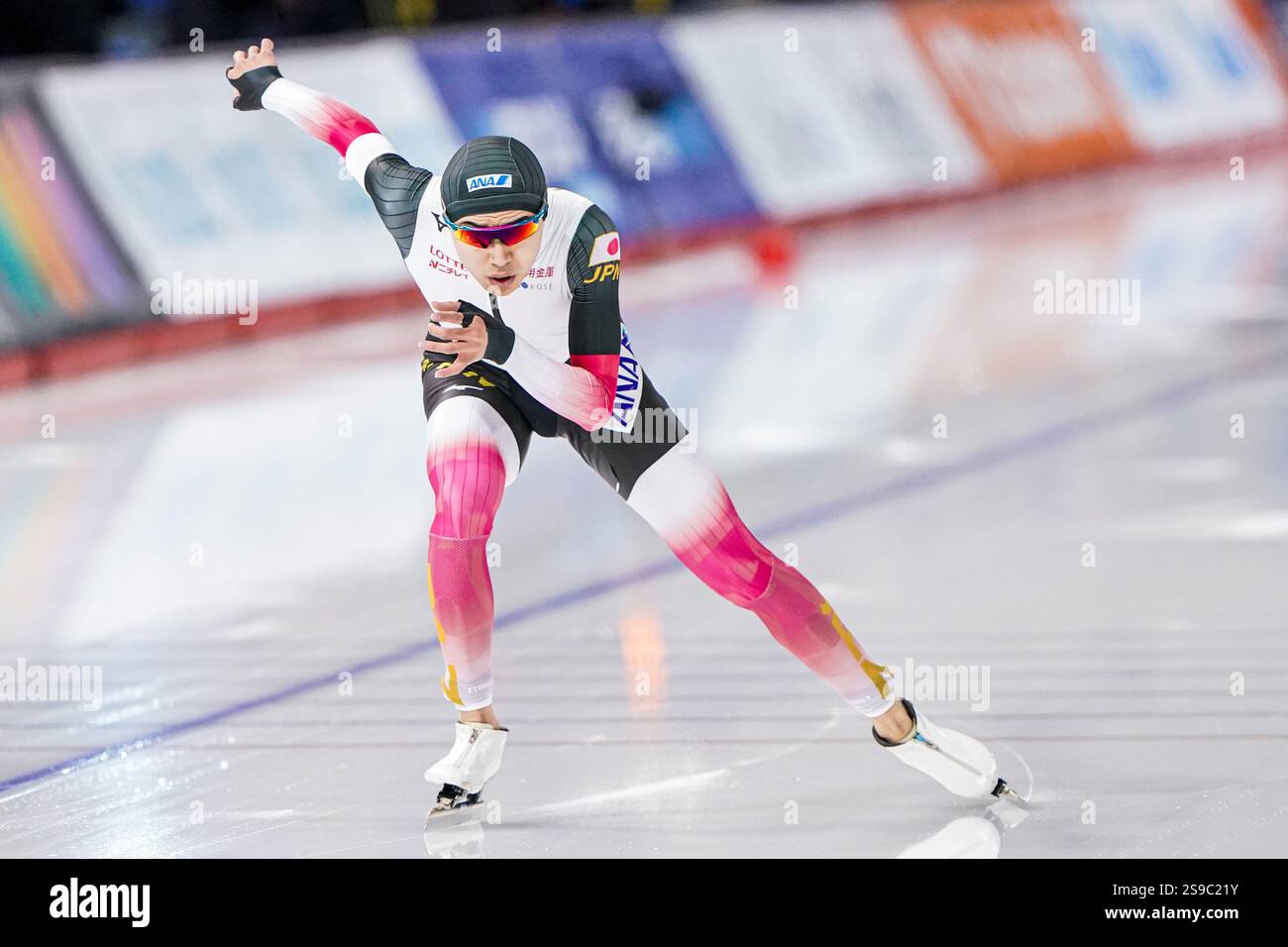 CALGARY, CANADA - JANUARY 25: Yankun Zhao of Canada competing during the ISU World Cup Speed ...