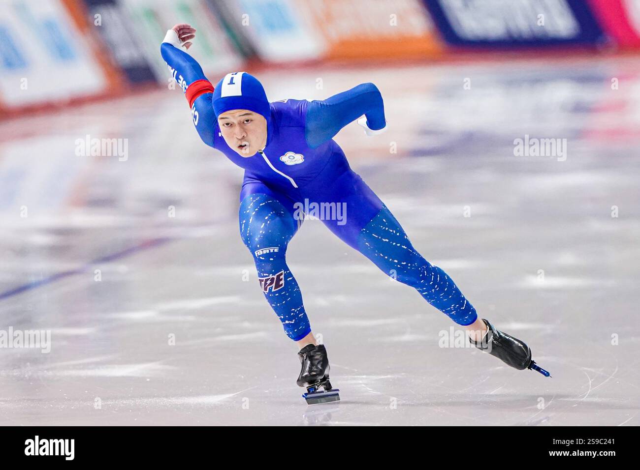 CALGARY, CANADA - JANUARY 25: Wei-Lin Tai of Chinese Taipei competing ...